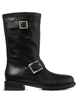 JIMMY CHOO Mid Biker Boots In Leather - Black