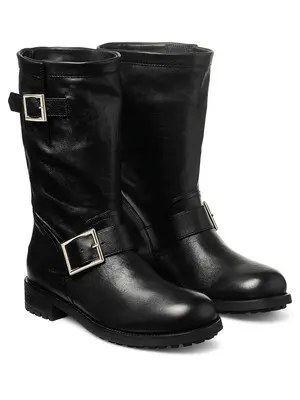 JIMMY CHOO Mid Biker Boots In Leather