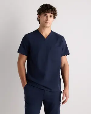 Quince Aeraflex 3-pocket Scrub Top - Deep Navy