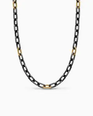 David Yurman Dy Madison® Chain Necklace In Black Titanium And 18k Yellow Gold - Black Titanium/18k