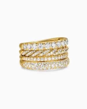 David Yurman Dy Mercer Pavé Multi Row Ring In 18k Yellow Gold With Diamonds