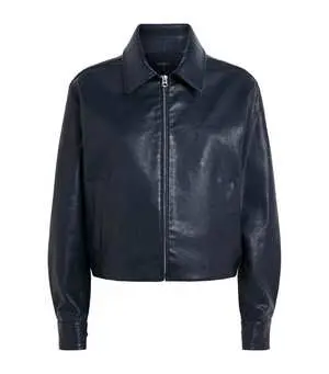 Rag & Bone Faux Leather Krista Bomber Jacket - Blue
