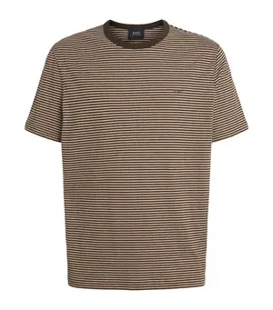A.p.c. Organic Cotton Striped T-shirt - Brown