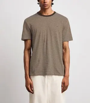 A.p.c. Organic Cotton Striped T-shirt - Brown