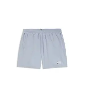 BOSS Swim Shorts With Logo Print And Signature Stripe Details - Light Blue