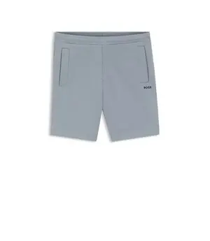 BOSS Logo Embroidered Cotton-blend Piqué Jersey Shorts - Dark Grey