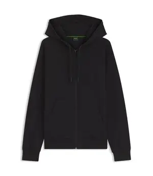 BOSS Stretch-cotton Zip-up Hoodie With Puff Logo - Black