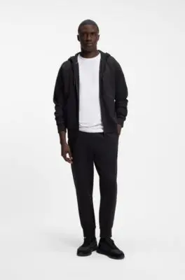 BOSS Stretch-cotton Zip-up Hoodie With Puff Logo