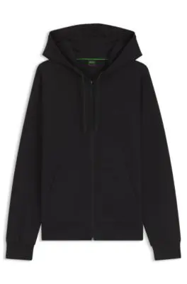 BOSS Stretch-cotton Zip-up Hoodie With Puff Logo