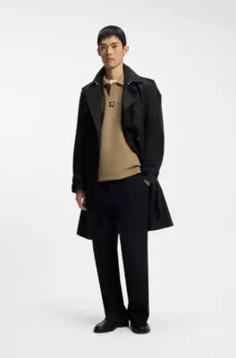 Hugo Structured Cotton-blend Sweatshirt With Polo Collar