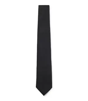 BOSS Silk Tie With Solid Weave - Black