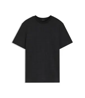 BOSS Cotton T-shirt With Two-tone Jacquard-knit Pattern - Black