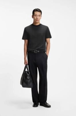 BOSS Cotton T-shirt With Two-tone Jacquard-knit Pattern