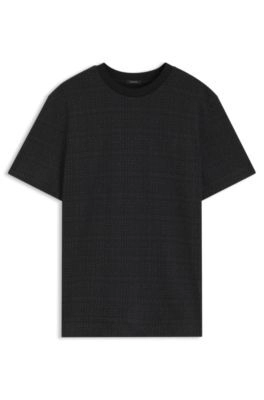 BOSS Cotton T-shirt With Two-tone Jacquard-knit Pattern