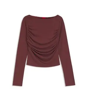 Hugo Slim-fit Cupro Top With Modern Boatneck