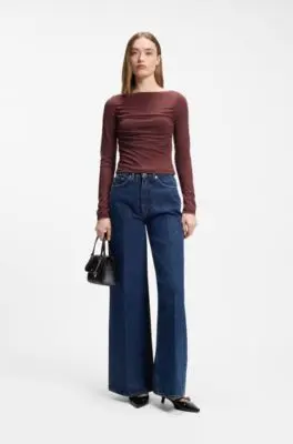 Hugo Slim-fit Cupro Top With Modern Boatneck
