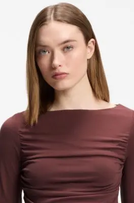 Hugo Slim-fit Cupro Top With Modern Boatneck