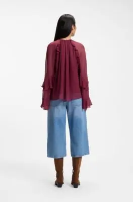 BOSS Regular-fit Blouse In Lightweight Creponne Fabric