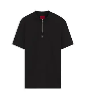 Hugo Cotton-blend T-shirt With Zipper Neck