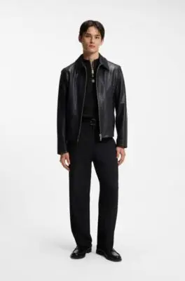 Hugo Cotton-blend T-shirt With Zipper Neck