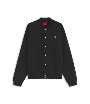 Hugo Interlock-jersey Bomber Jacket With Stacked-logo Trim - Black