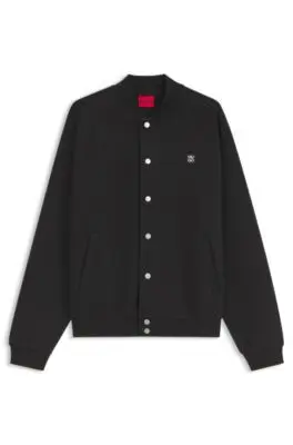 Hugo Interlock-jersey Bomber Jacket With Stacked-logo Trim