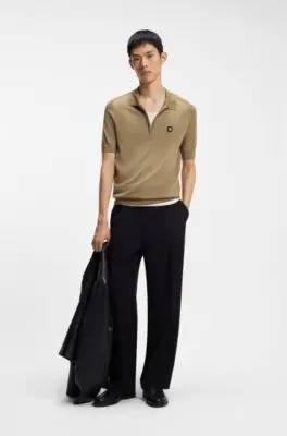 Hugo Knit Polo With Zipper Neck