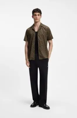 Hugo Relaxed-fit Shirt In Printed Cotton Canvas