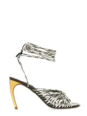 FERRAGAMO Leather Sandals With Tie Fastening And Stiletto Heel - Multicolour