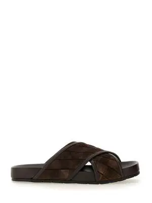 Bottega Veneta Suede Leather Criss-cross Sandals - Brown