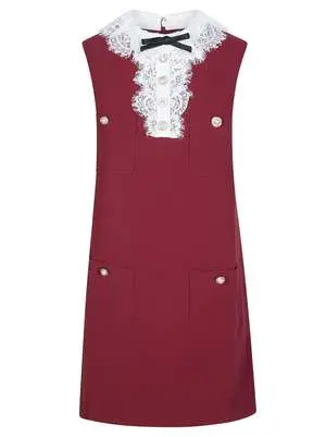 SELF-PORTRAIT Chic Collared Mini Dress - Rosso
