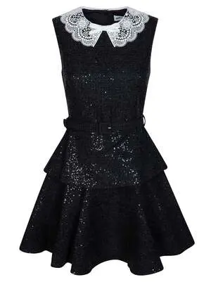 SELF-PORTRAIT Sequined Boucle Loop Mini Dress