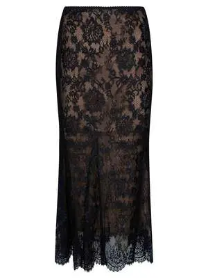 SELF-PORTRAIT SELF-PORTRAIT Lace Midi Skirt Nero