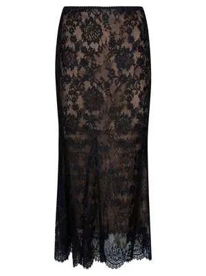 SELF-PORTRAIT SELF-PORTRAIT Lace Midi Skirt Nero