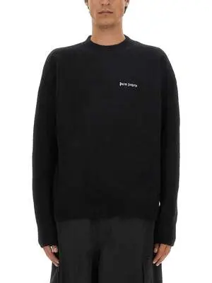 Palm Angels Crew Neck T-shirt With Embroidered Logo