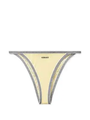 Versace Greek Motif Logo Embroidered Stretch Bikini Bottoms - Giallo