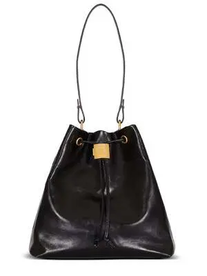 Balmain Leather Drawstring Shoulder Bag
