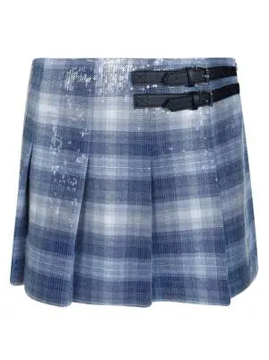 Pinko Gongora Mini Skirt Check Pattern - Blu