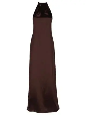 ALYSI Halterneck Maxi Dress In Iridescent Satin With Open Back