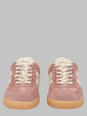 Hogan Lace-up Calfskin And Leather Sneakers - Pink