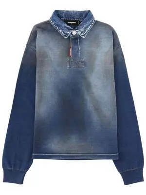 Dsquared2 Long Sleeve Denim Rugby Shirt - Blue