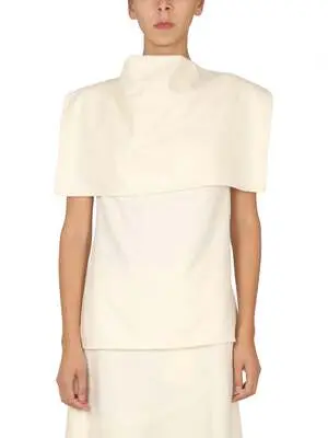 JIL SANDER Wool Funnel Neck Top