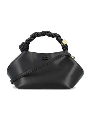GANNI Twisted Leather Top Handle Bag - Nero