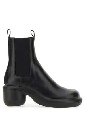 JIL SANDER Leather Ankle Boots With Block Heel