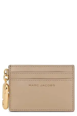Marc Jacobs Mini Leather Card Case 7 X 10 Cm - Beige