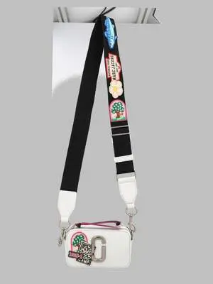 Marc Jacobs Mini Snapshot Crossbody Bag 12 X 21 X 7 Cm In Cotton By - White