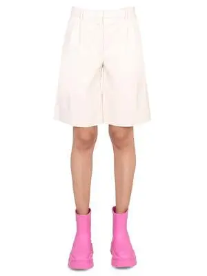 MSGM Faux Leather Bermuda Shorts - Ivory