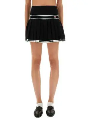 Casablanca Viscose Pleated Mini Skirt - Black