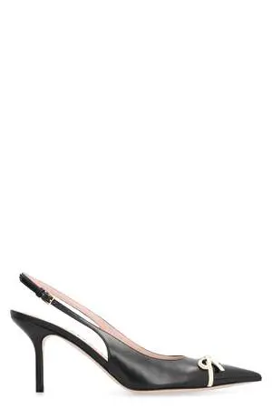 Valentino Garavani Pointed Toe Slingback Pumps With Bow Detailing - Black