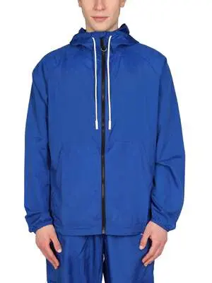 MARCELO BURLON COUNTY OF MILAN Cross Print Nylon Windbreaker Jacket - Blue